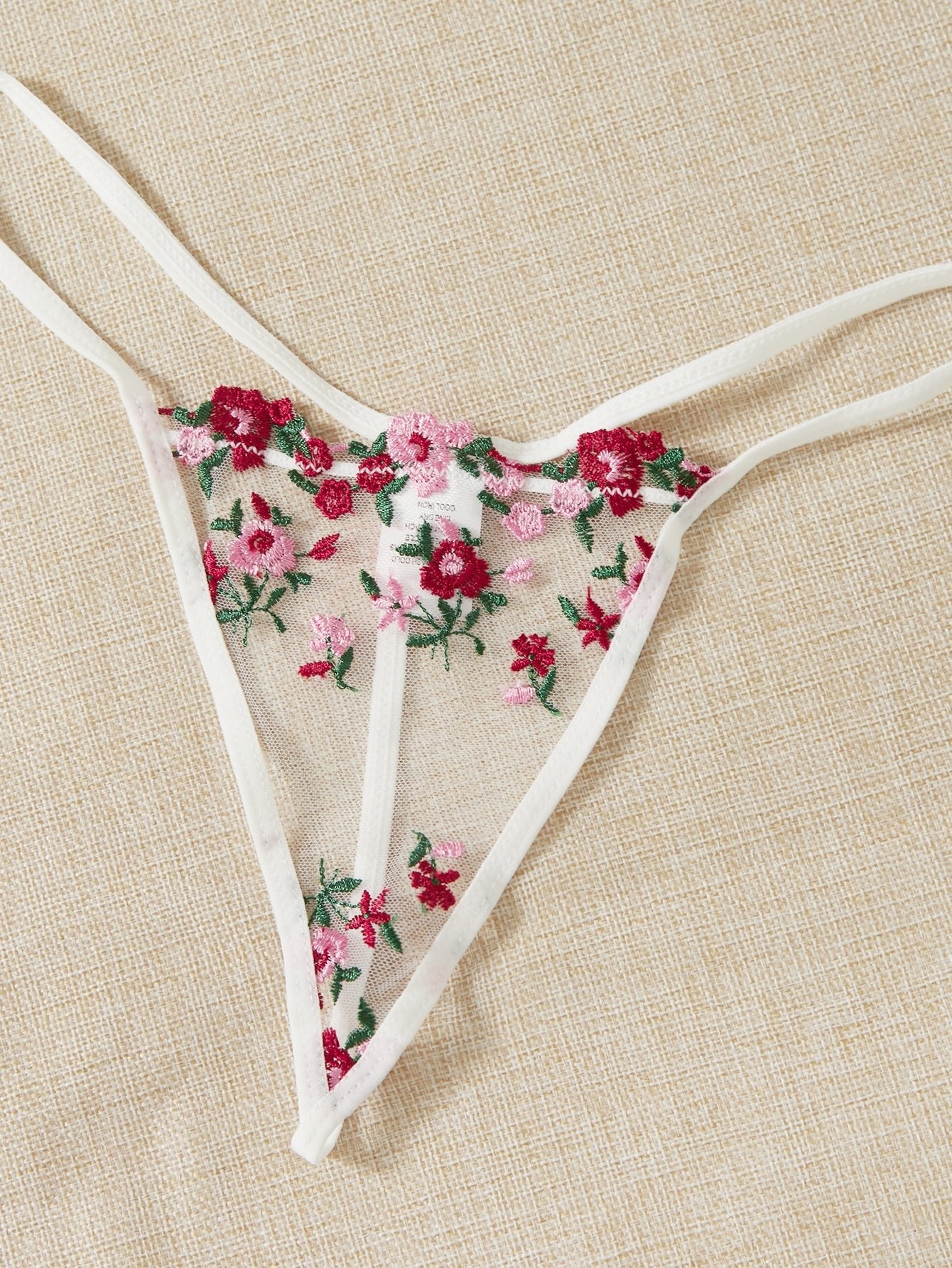Shein Floral Embroidery Mesh Slips With Thong Onehub